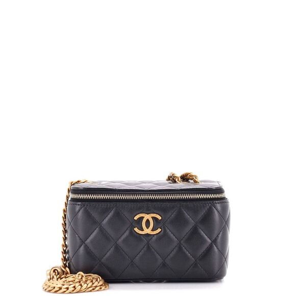 CHANEL | Bags | Chanel All Slide Long Vanity Case With Chain Quilted ...